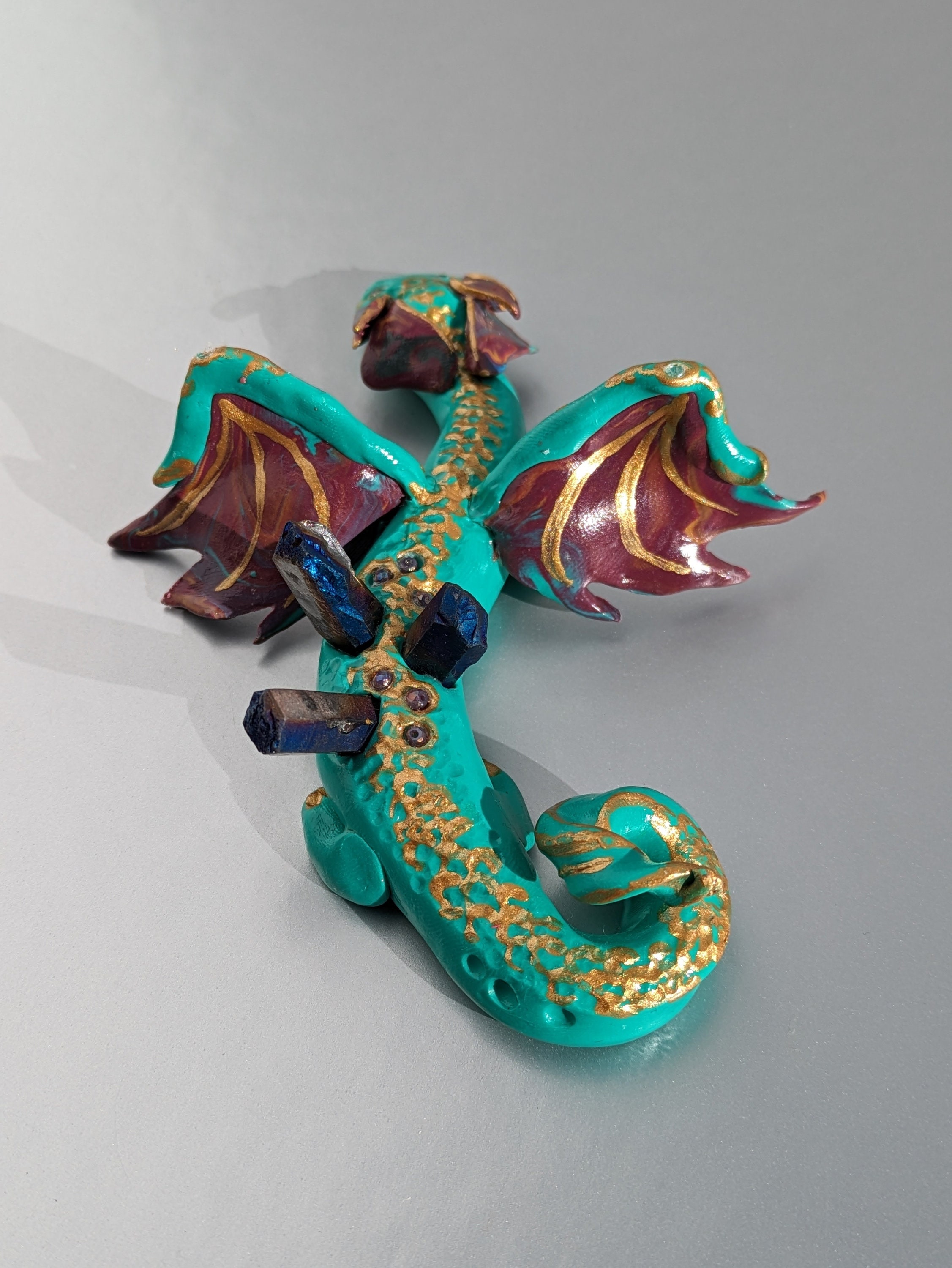 Gilded Polymer Clay Dragon, Emotional Support Decorative Dragon - Etsy