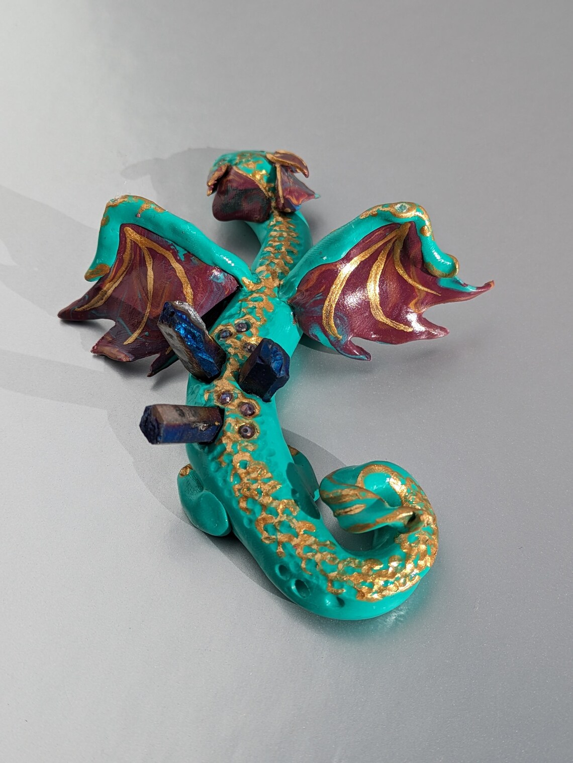Gilded Polymer Clay Dragon, Emotional Support Decorative Dragon - Etsy
