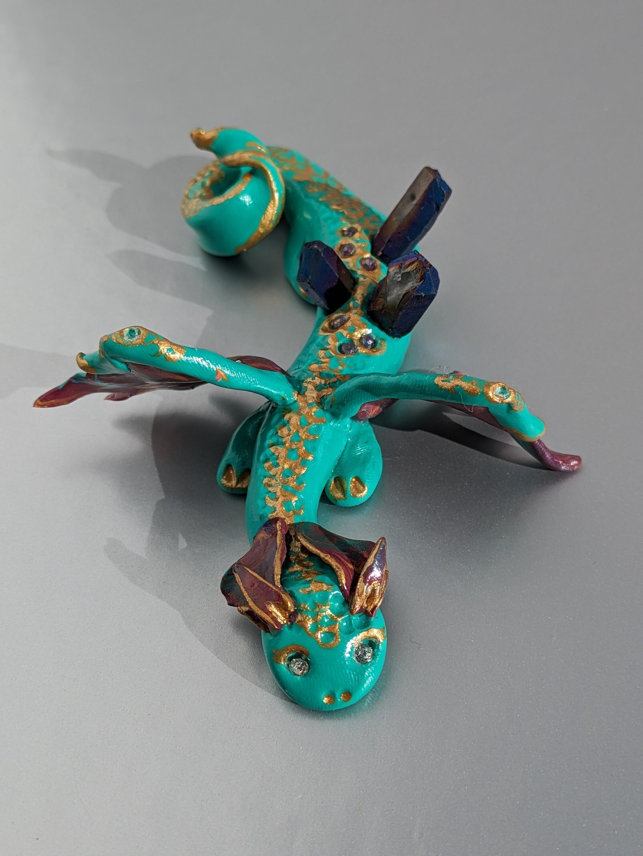 Gilded Polymer Clay Dragon, Emotional Support Decorative Dragon - Etsy