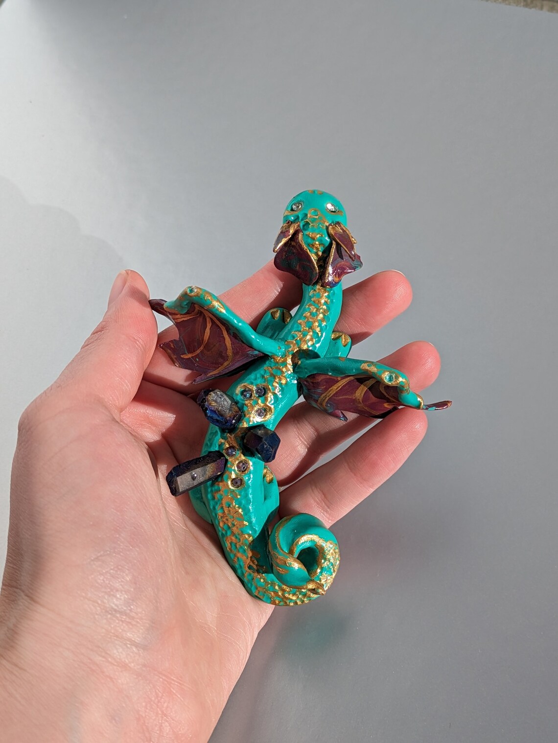 Gilded Polymer Clay Dragon, Emotional Support Decorative Dragon - Etsy