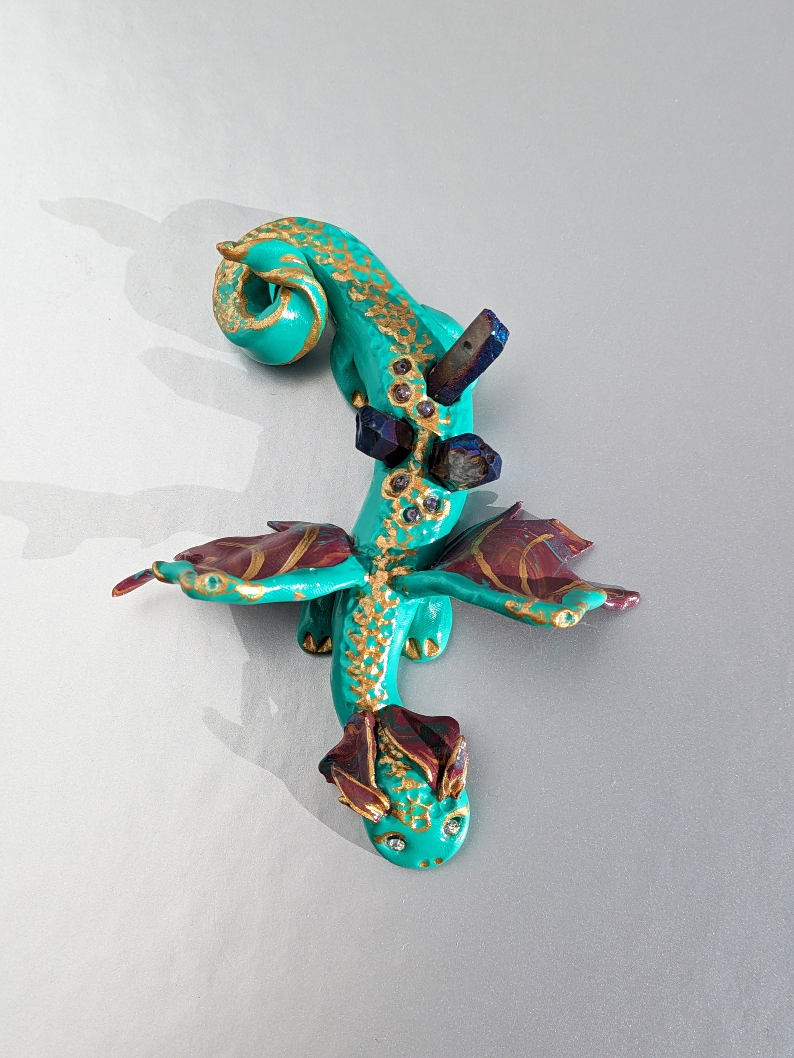 Gilded Polymer Clay Dragon, Emotional Support Decorative Dragon - Etsy