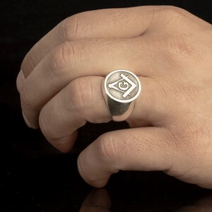 Sterling Silver Mens Masonic Design Ring, Fraternity Ring, Masonic ...