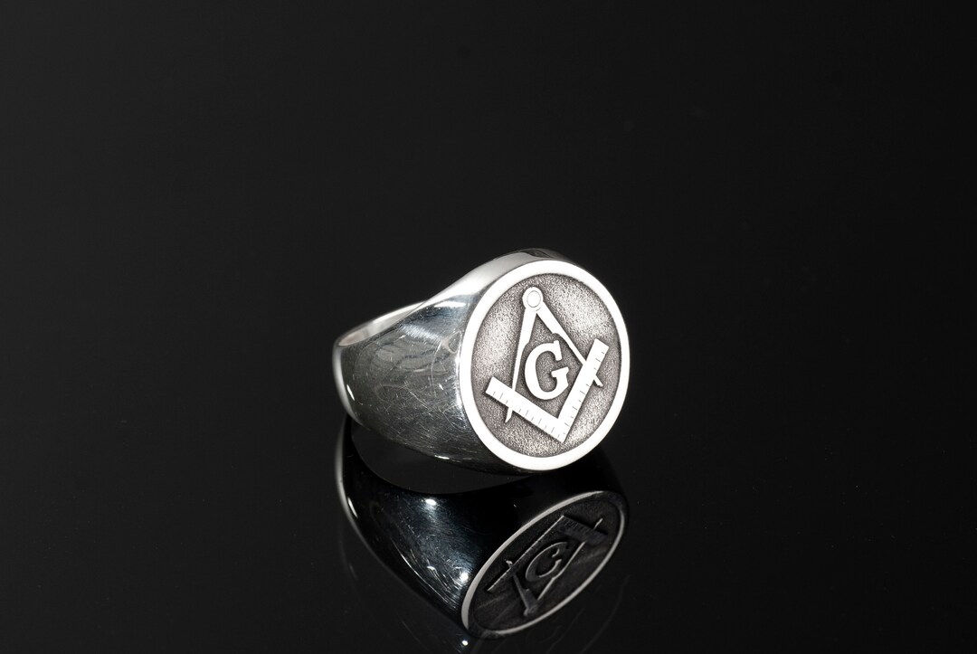 Sterling Silver Mens Masonic Design Ring, Fraternity Ring, Masonic ...