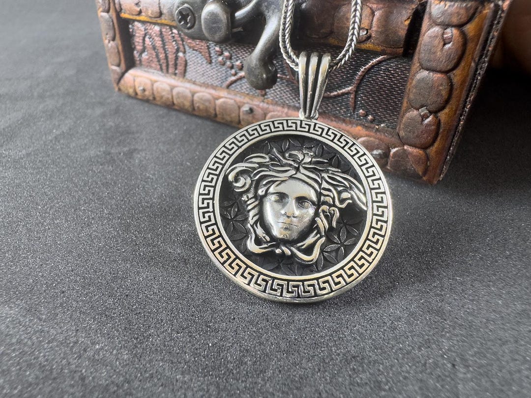 Silver Medusa Pendant Necklace, Men's Women's Medusa Pendant, Greek ...