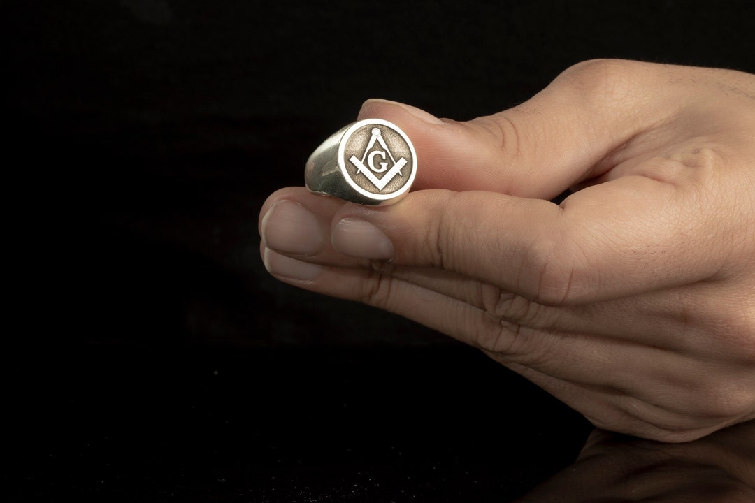 Sterling Silver Mens Masonic Design Ring, Fraternity Ring, Masonic ...