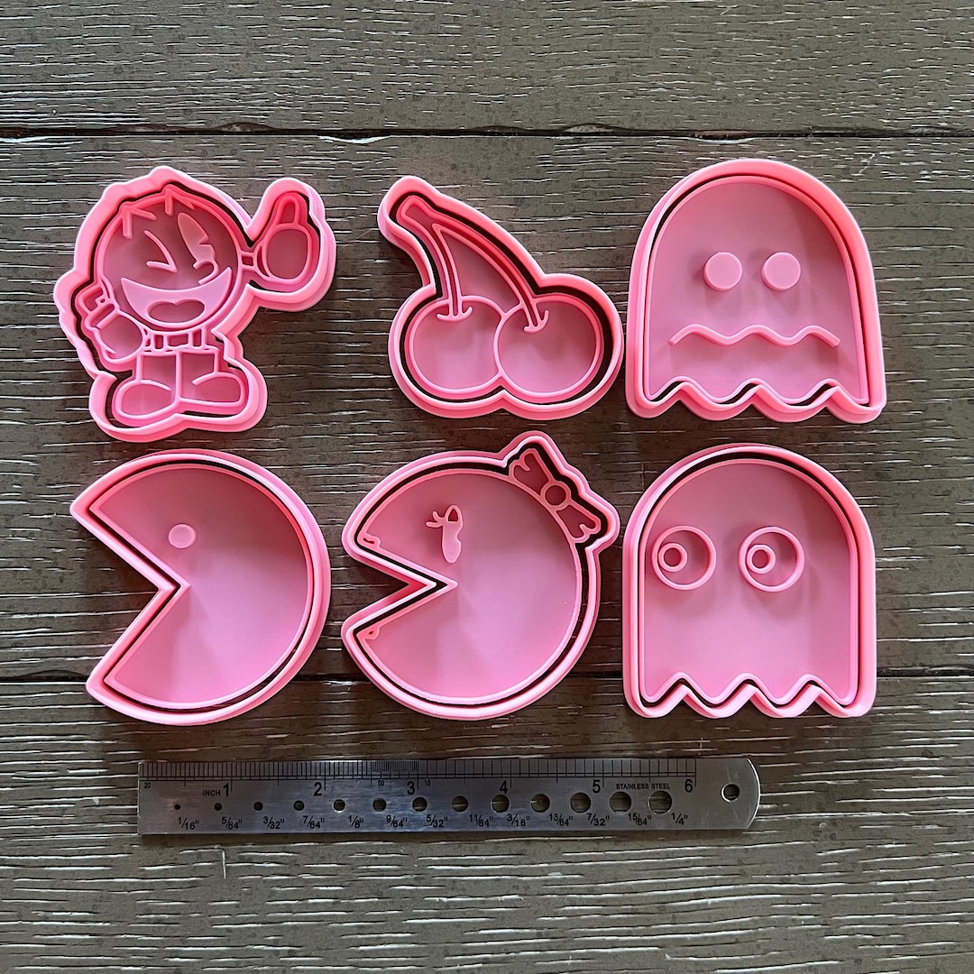 Pac-man Cookie Cutters & Stamp Set: Baking Party Favors - Etsy