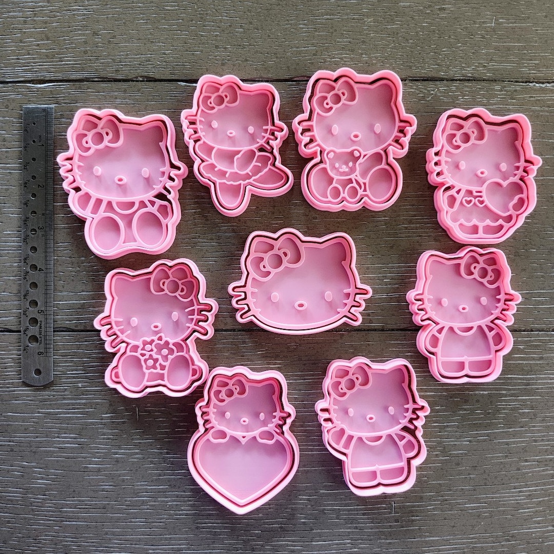 9-piece Hello Kitty Cookie Cutters & Stamp Set Great Gift Baking Party ...