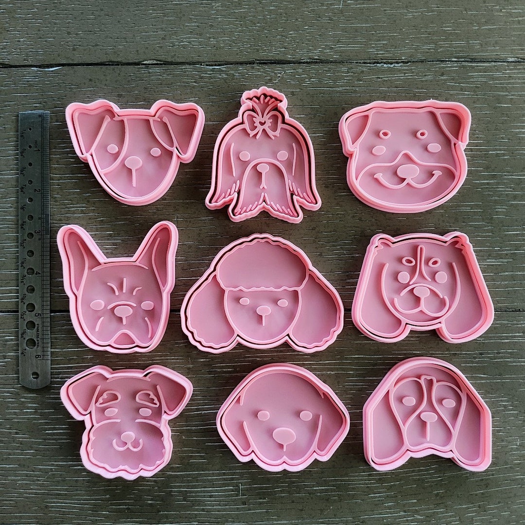 9-piece Cute Dogs Cookie Cutters & Stamp Set - Great Gift Baking Party ...