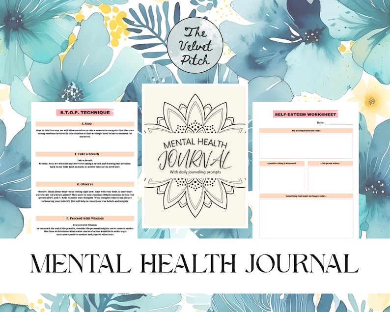 Digital Mental Health Journal Canva Template | Self Care Planner - Etsy