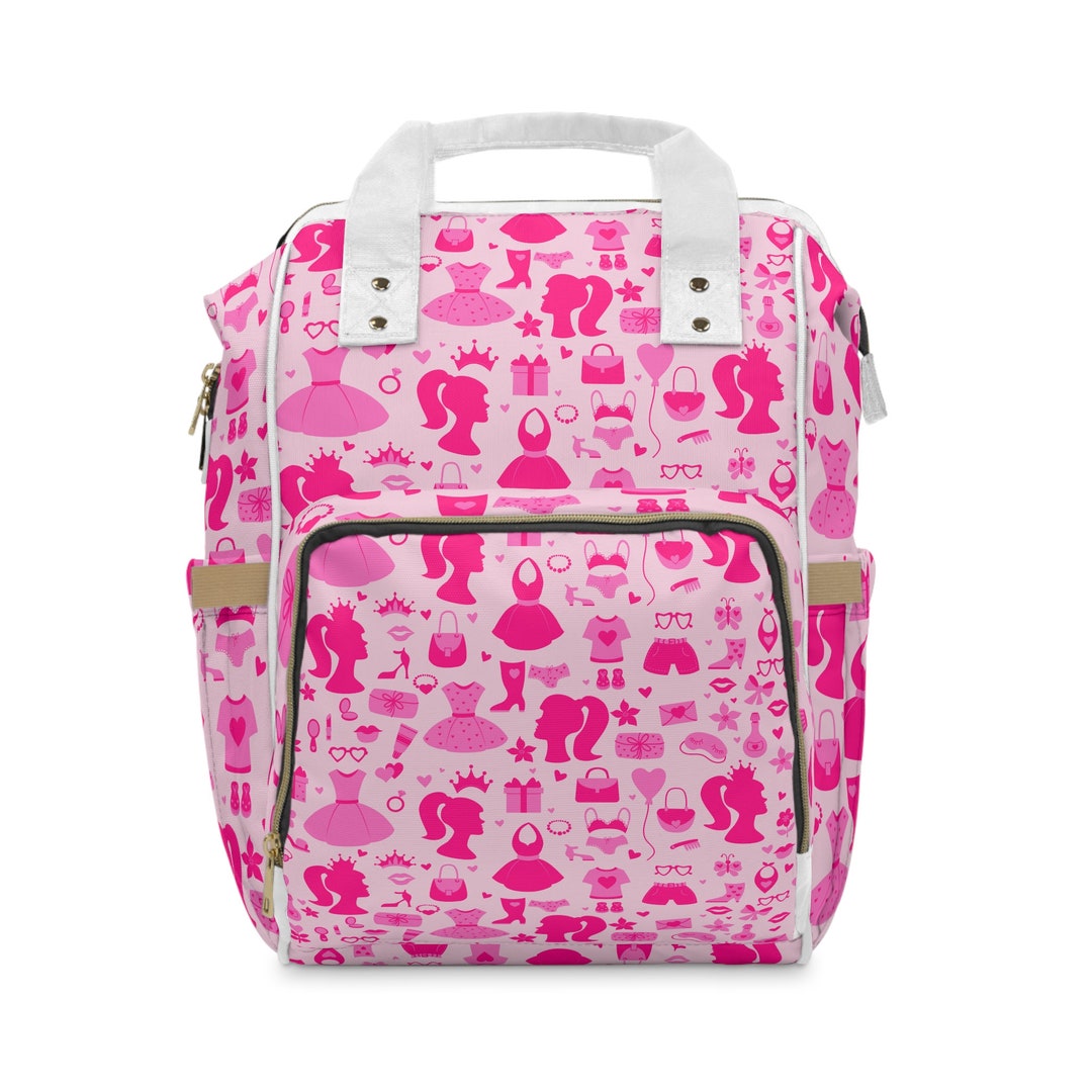 Pink Barbie Fushia Multifunctional Diaper Backpack, Newborn, Baby Girl ...
