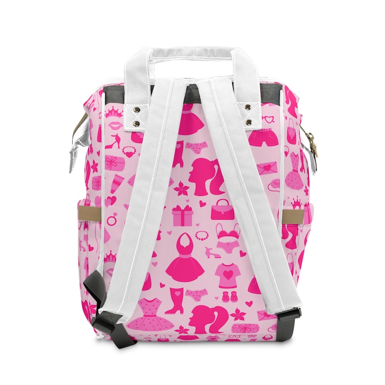 Pink Barbie Fushia Multifunctional Diaper Backpack, Newborn, Baby Girl ...