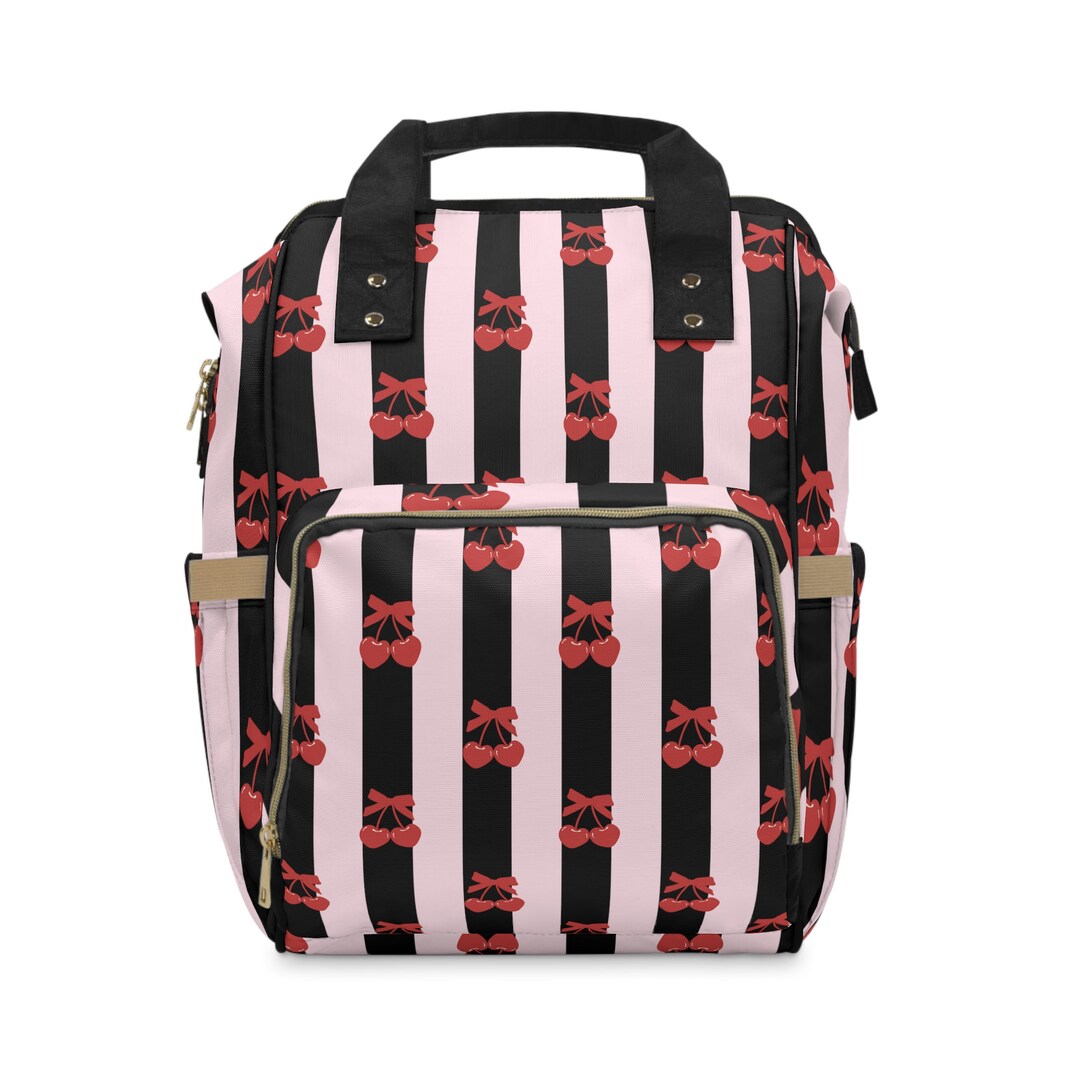 Stylish Black, Pink and Red Cherry Diaper Bag, Ideal for Newborn Baby ...
