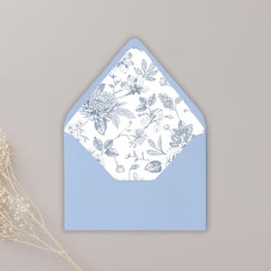 Blue Floral Envelope Liners for A7 V Flap Wedding Envelopes, French ...