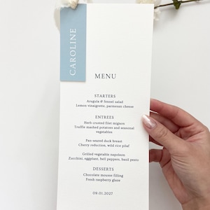 Printed Menu With Name Cards, Handmade Chiffon Ribbon, 4x9 Catering ...