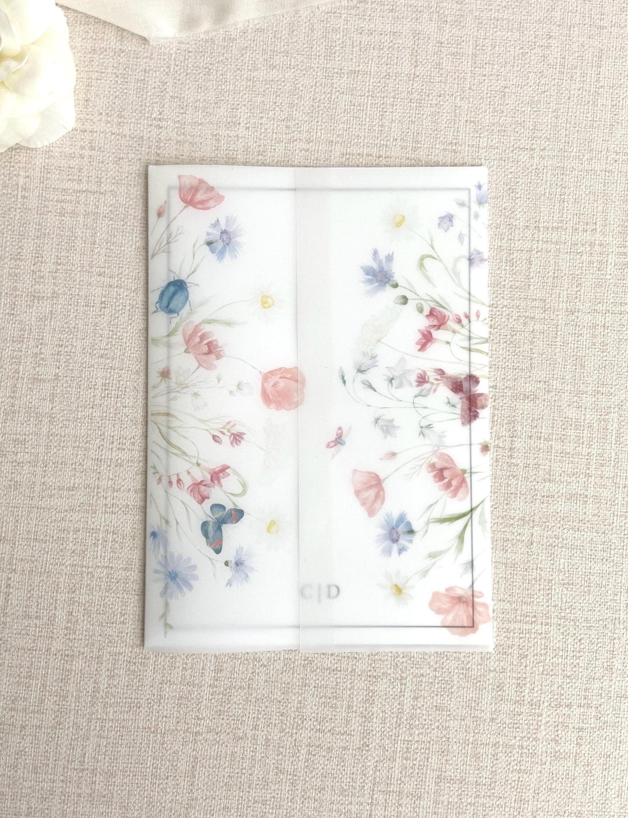 Wildflower Vellum Jacket for 5x7 Invitations, Floral Vellum Wraps, Wild ...