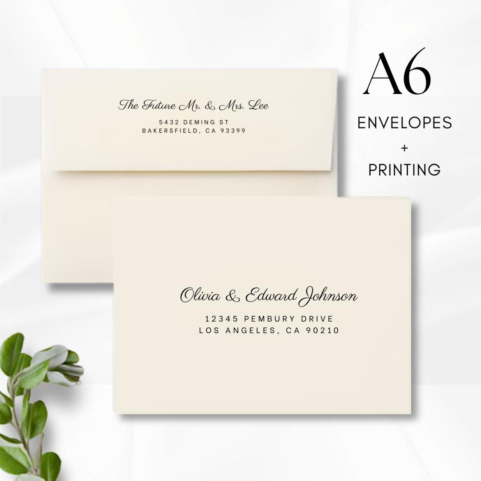 Cream A6 Envelopes W/ Address Printing Service, 4x6 Invitation RSVP ...