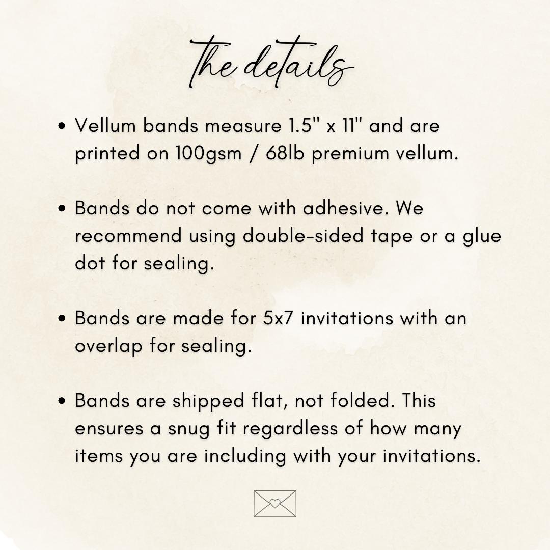 Custom Vellum Wrap for 5x7 Invitations, Vellum Belly Bands, Transparent ...