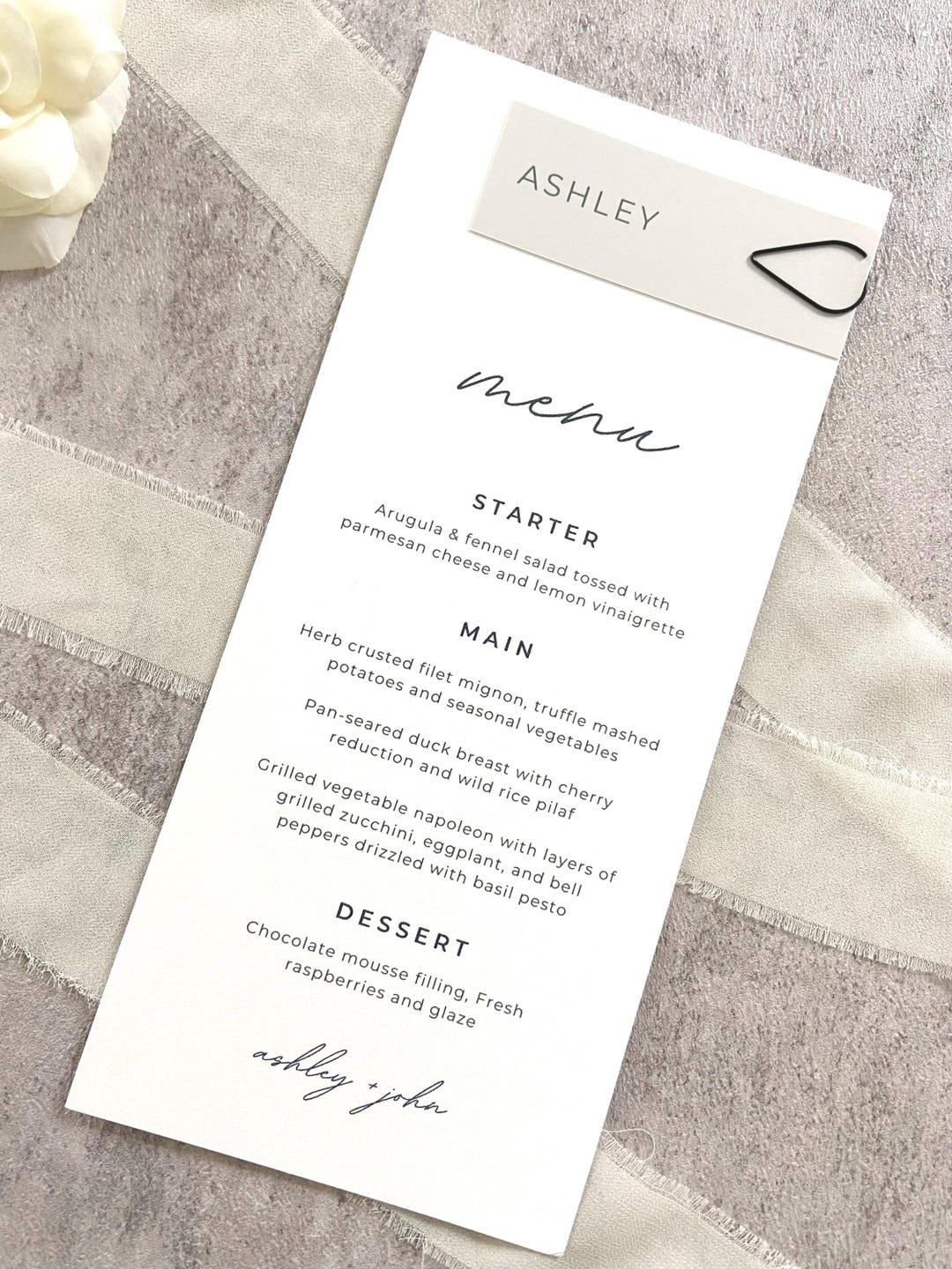 Menus With Name Tag, With Paper Clip or Ribbon, for Dinner Party Host ...