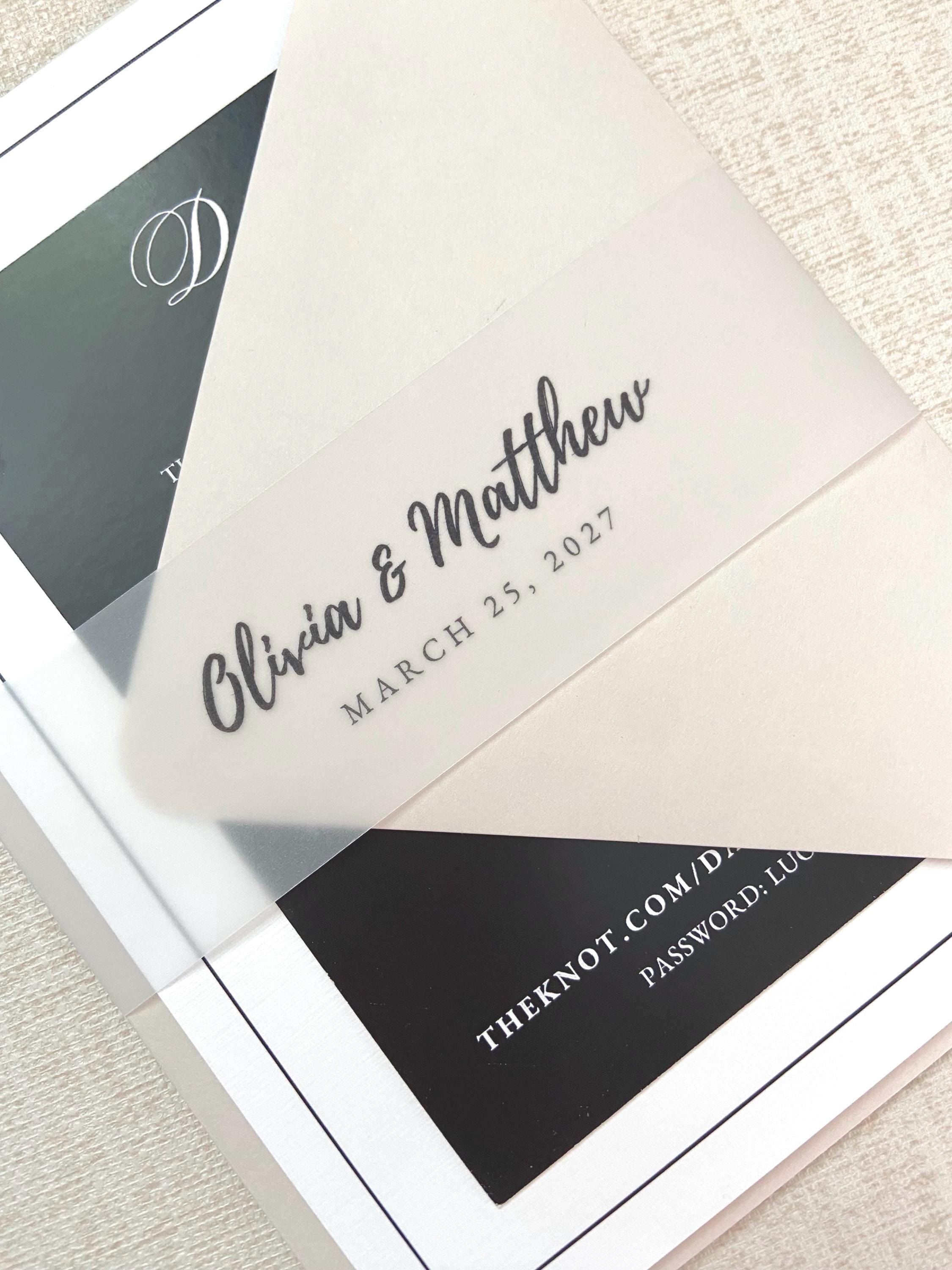 Personalized Vellum Wrap for 5x7 Invitations, Vellum Belly Bands ...