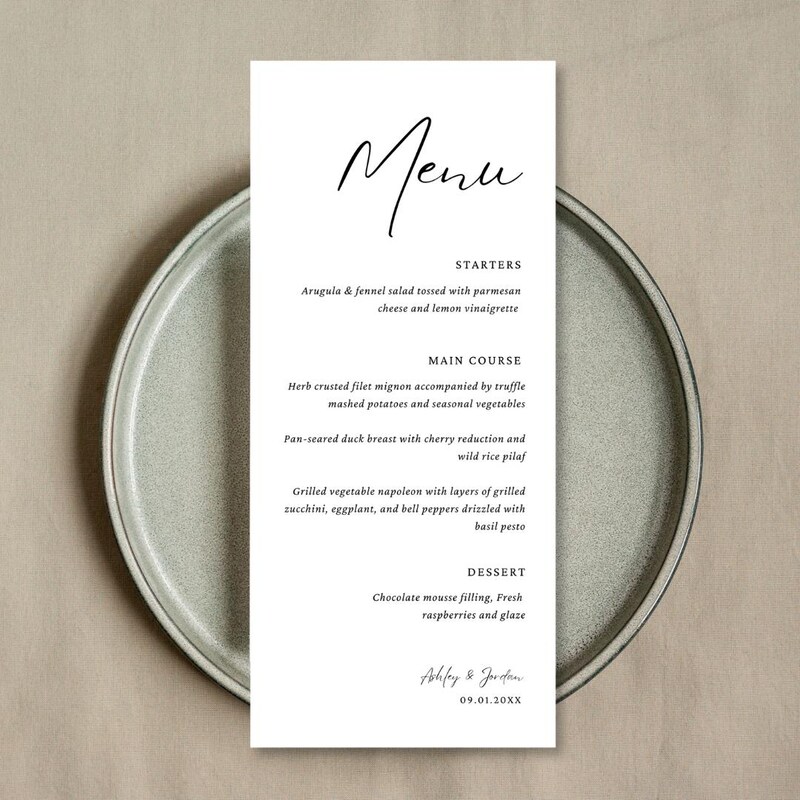 Simple Wedding Menu - Etsy