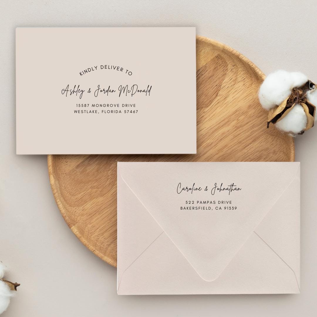 Beige A7 Envelope Addressing & Printing Service for 5x7 Invitations ...