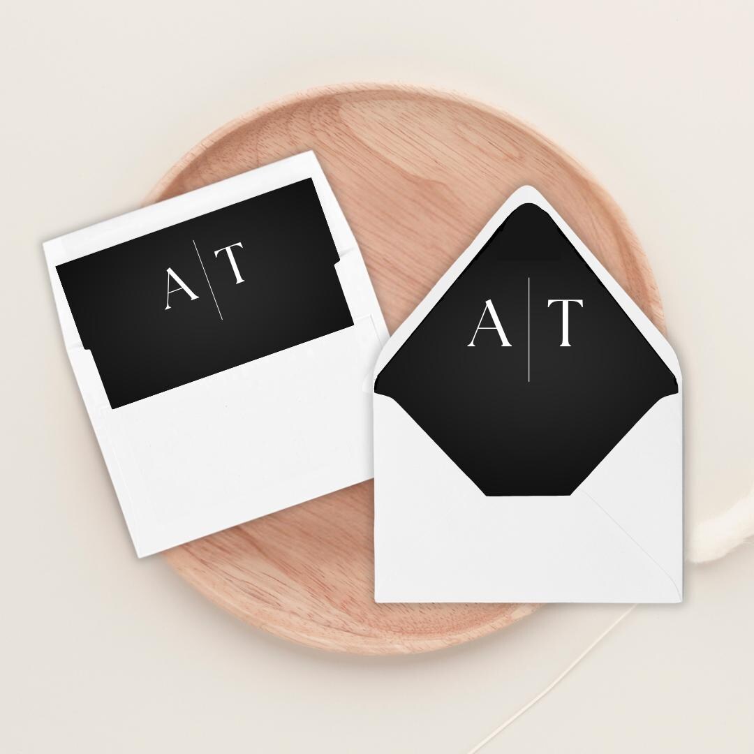 Black Monogram Envelope Liners for A7 or A6 Wedding Envelopes, Custom ...
