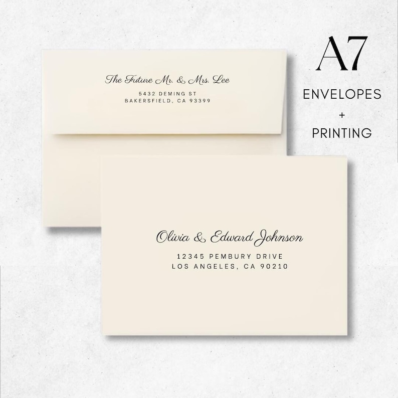 Cream A7 Envelope Addressing & Printing Service, 5x7 Invitations RSVP ...