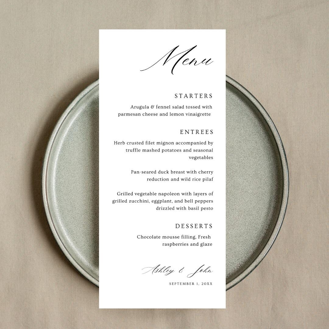 Modern Menu Cards, Printed Wedding Menus, Christmas Dinner Party ...
