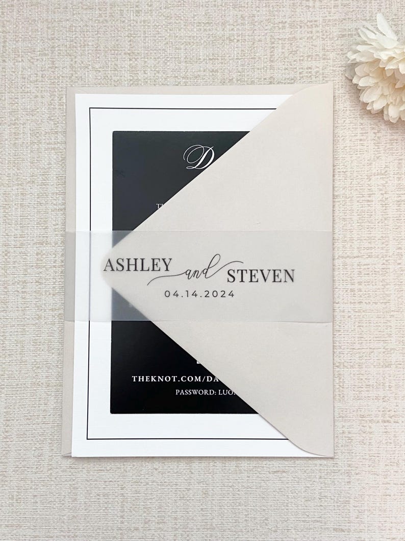 Personalized Vellum Wrap for 5x7 Invitations, Vellum Belly Bands ...