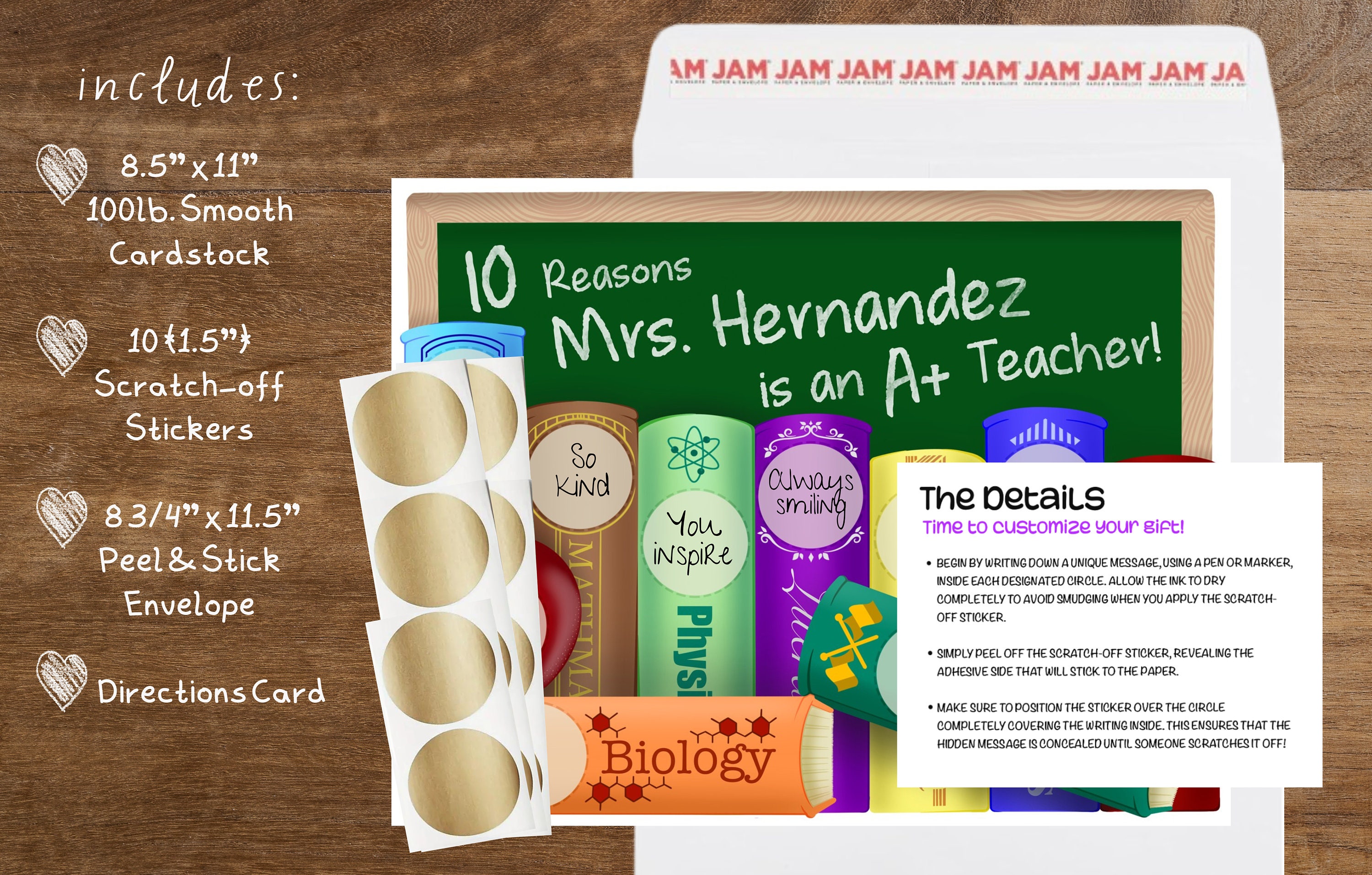 Teacher Appreciation Scratch-off Card & Envelope Custom Name A Teacher ...