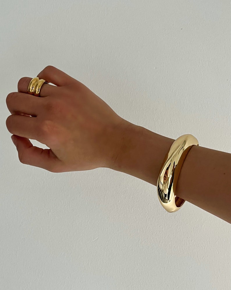 Chunky Geometric Gold Bangle - Etsy