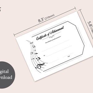 Printable Music Certificate of Achievement Template, Printable A4 and ...