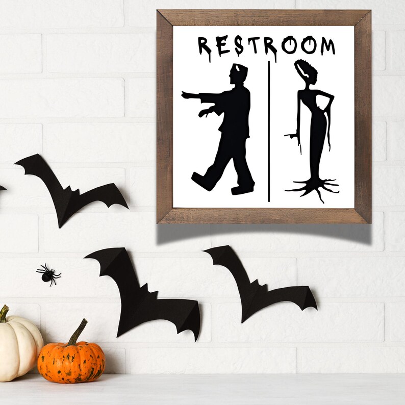 Halloween Decor, Restroom Sign, Horror, Frankenstein Restroom ...