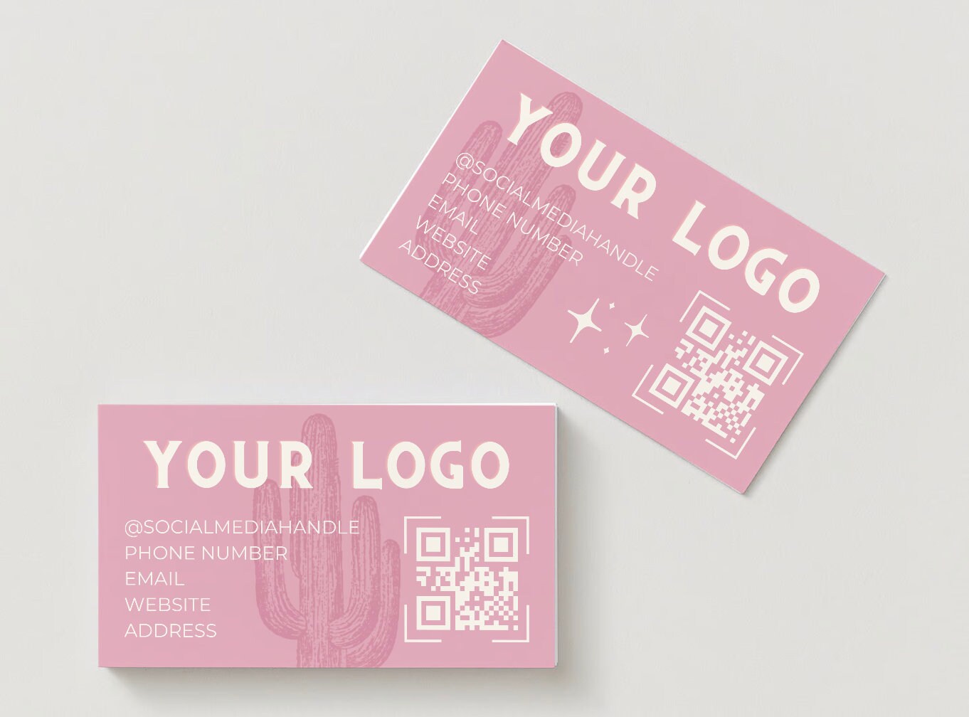 Retro Western Business Cards, Editable Business Card Template, Pink ...