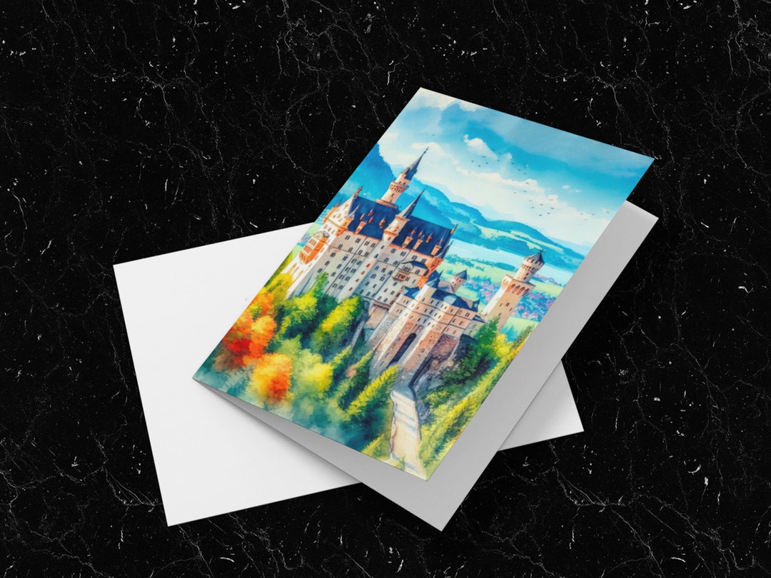 Neuschwanstein Castle Watercolor Greeting Cards, 5 X 7 Greeting Card ...