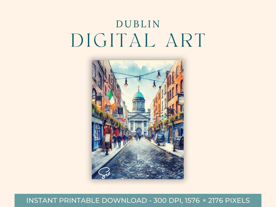 Dublin Watercolor Painting (DIGITAL ART) Ireland, Travel Art, Art ...