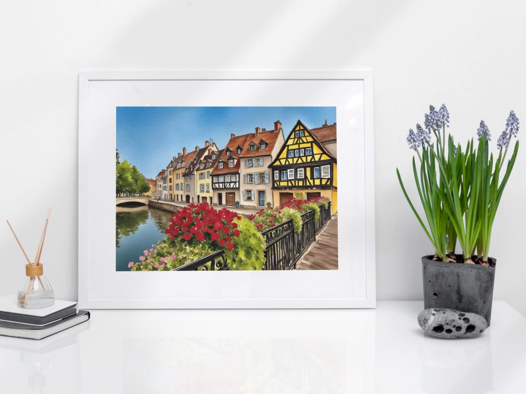 Colmar Watercolor Art Print - France Wall Art, Cityscape Painting ...