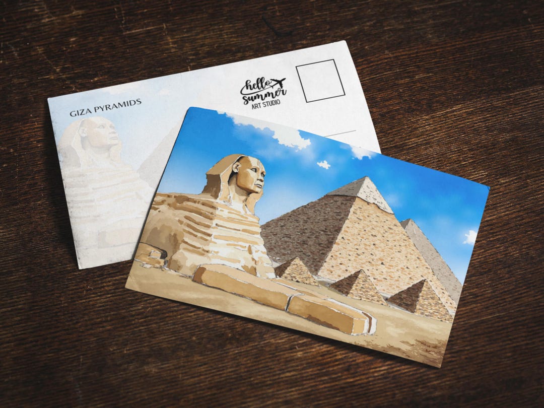 Great Pyramids of Giza Watercolor Postcard, 5 X 7 Greeting Card Set ...