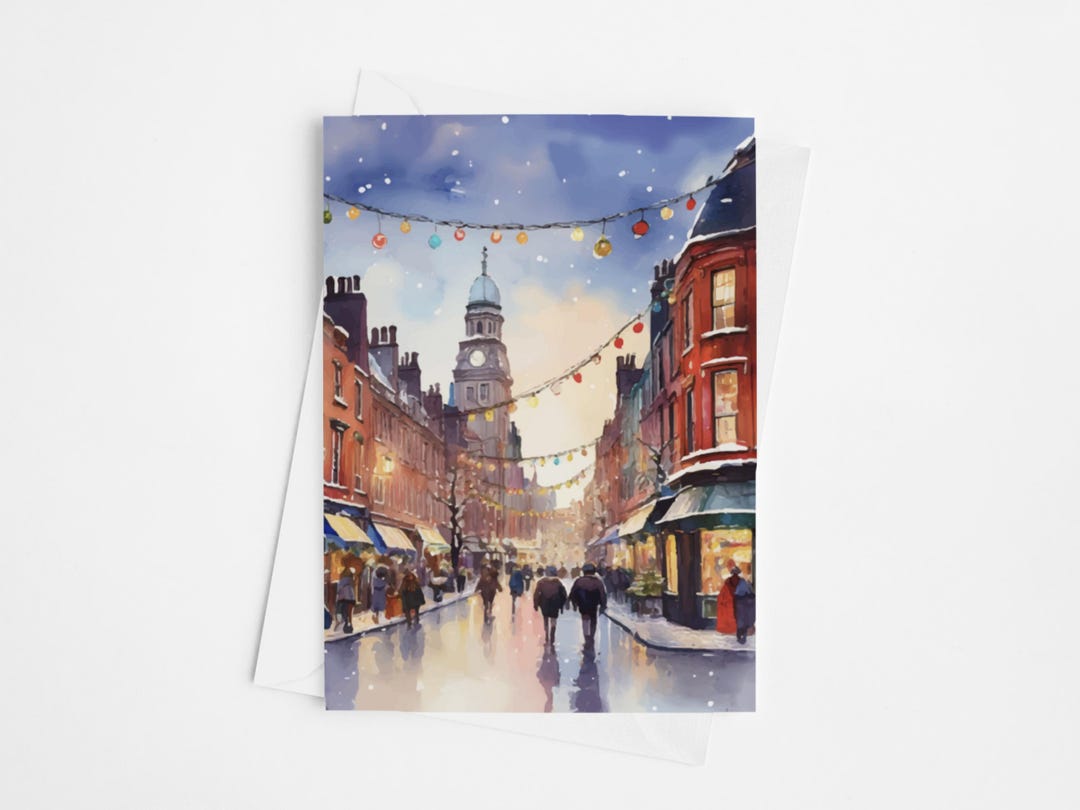 Christmas in Dublin Greeting Cards, 5 X 7 Greeting Card Set, Digital ...