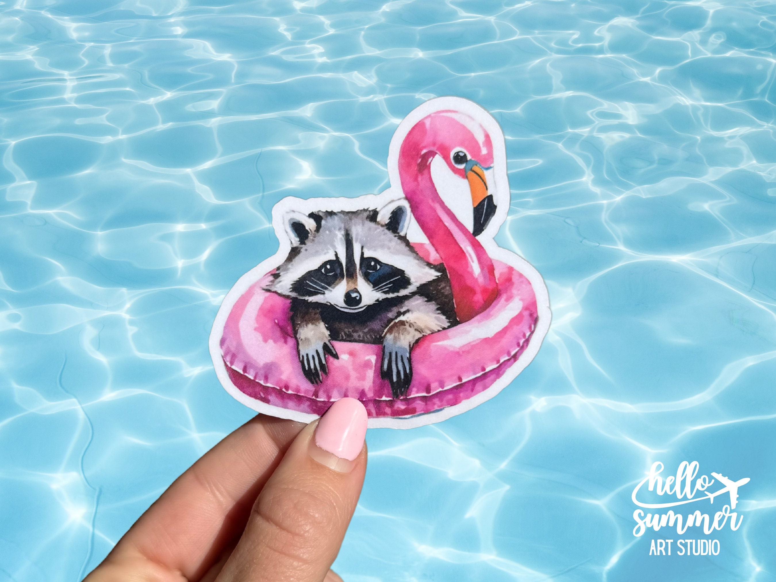 Summer Raccoon Watercolor Png, Jpeg Raccoon Clip Art, Summer Cricut Art ...
