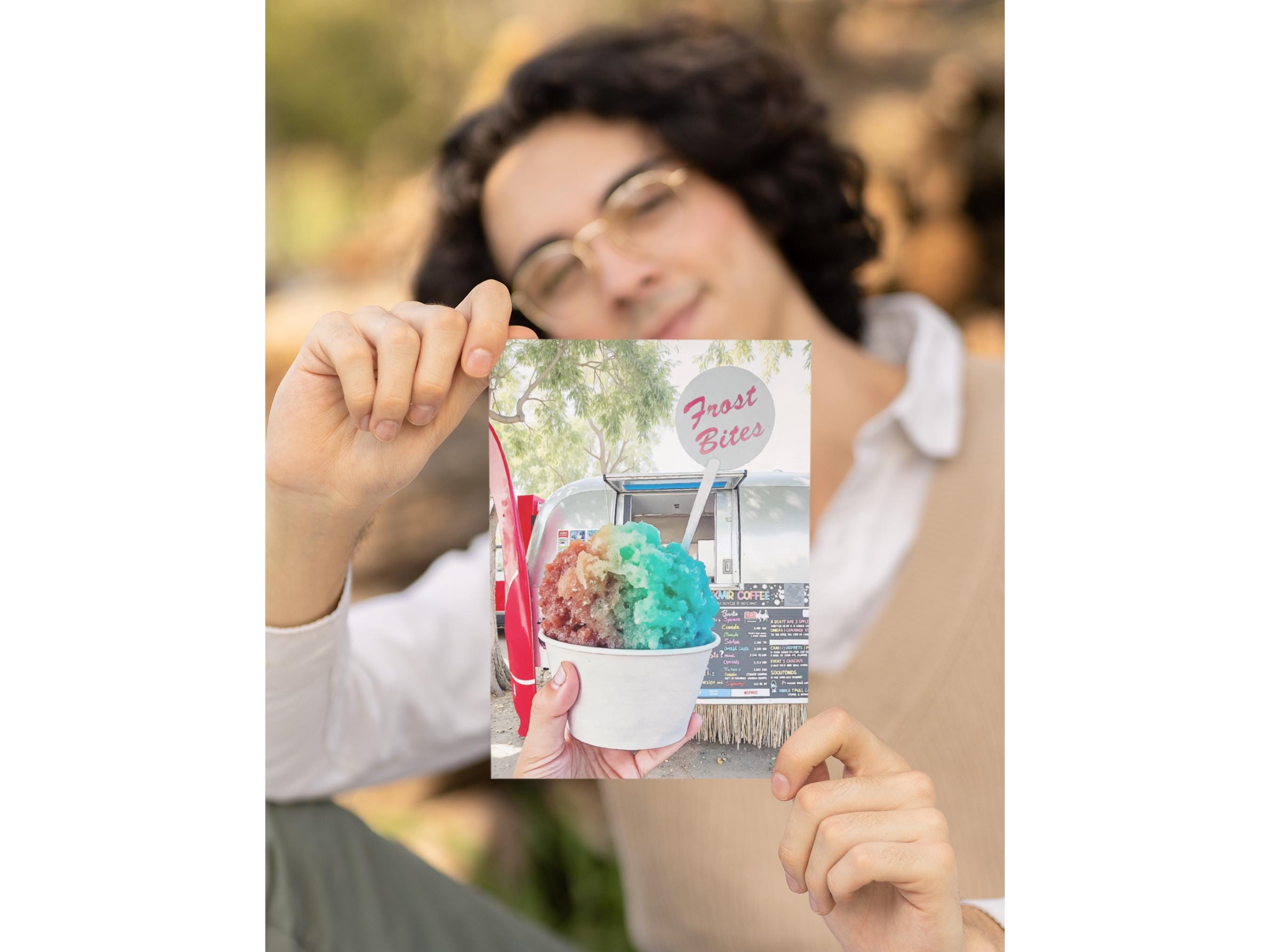 Seaside Snow Cone Watercolor Art Print - Rainbow Snow Cone, Coastal ...