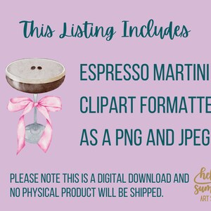 Espresso Martini Clipart - Watercolor, Coquette, Pink Bow, Cocktail ...