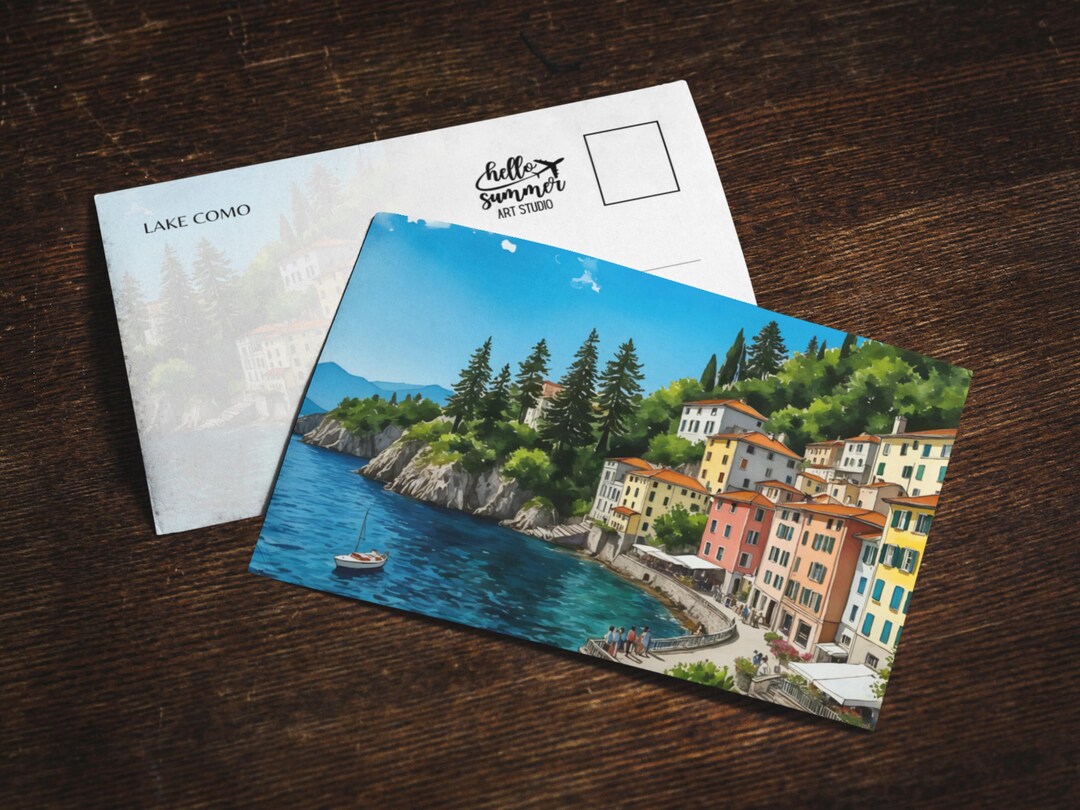 Lake Como Watercolor Postcard, 5 X 7 Stationery, Italy Painting, Travel ...