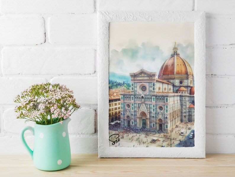 Duomo Florence Watercolor Painting (DIGITAL ART) Italy, Travel Art, Art ...