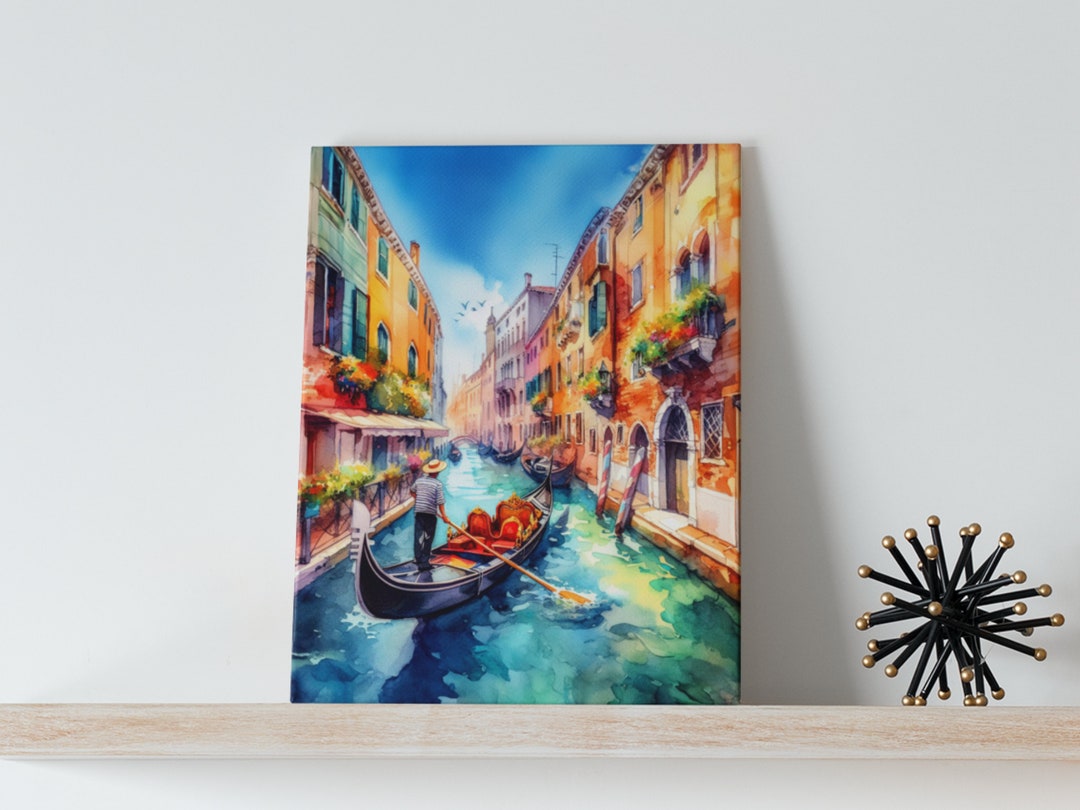 Venice Canals Watercolor Art Canvas - Italy, Travel Art, Art Print ...