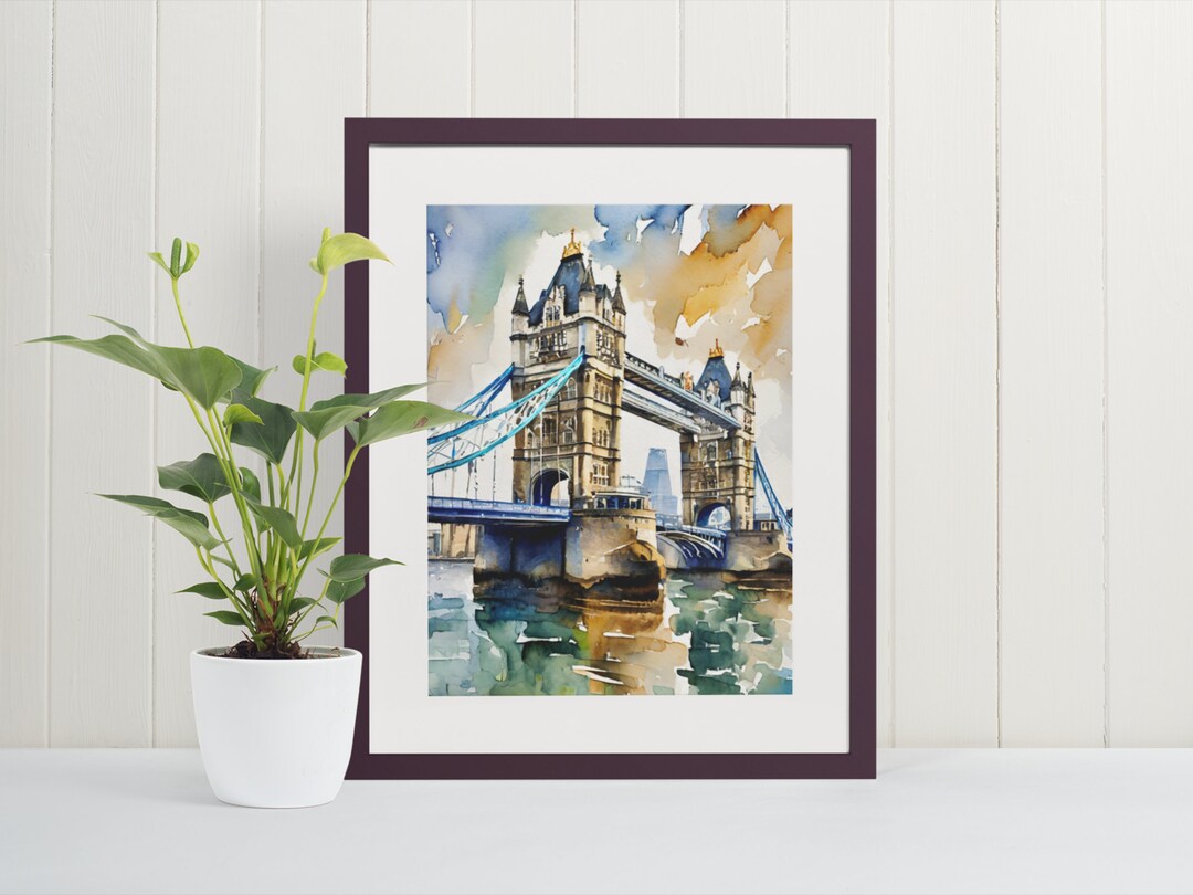 London Tower Bridge Watercolor Art Print - London Wall Decor, Wall Art ...