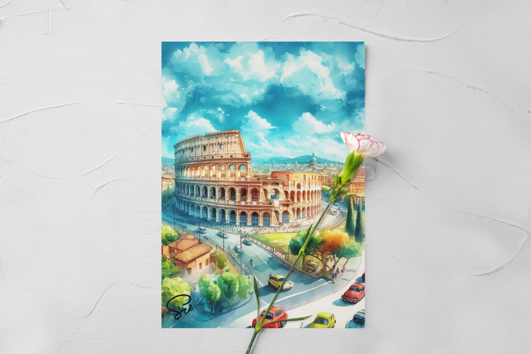 Rome Colosseum Watercolor Painting DIGITAL ART Italy, Travel Art, Art ...