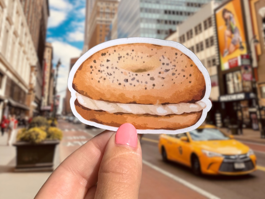 Bagel Sticker New York City, Watercolor Sticker, Travel Sticker ...