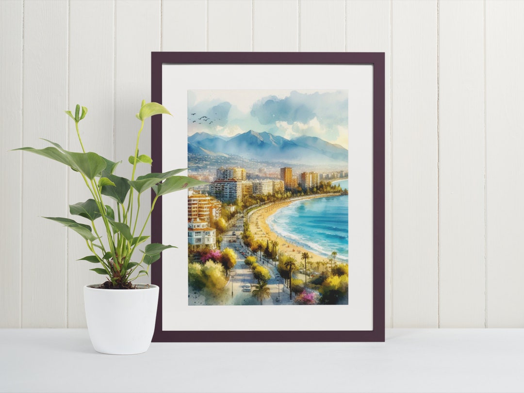 Marbella Watercolor Art Print - Spain, Malaga, Travel Art, Art Prints ...