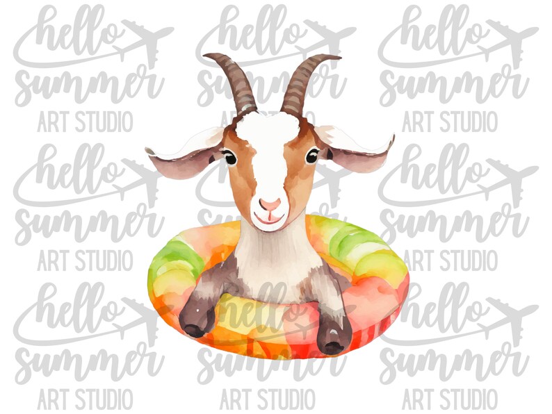 Goat on a Float Watercolor Png, Jpeg Goat Clip Art, Summer Cricut Art ...